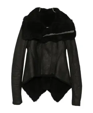 Rick Owens Naska Shearling-trim Asymmetric Jacket - Black