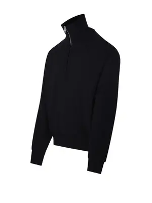 AMI Paris Cotton Zip Sweatshirt With Embossed Logo