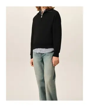 AMI Paris Cotton Zip Sweatshirt With Embossed Logo