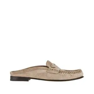 Fendi Suede Leather Gathered Detail Sabots - Beige