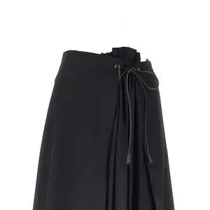 Moncler Wool Gabardine Midi Skirt - Black