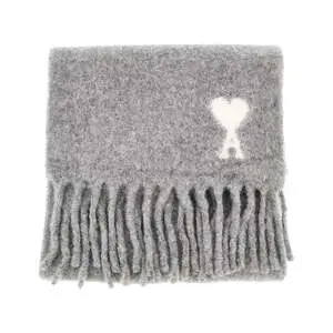 AMI Paris De Coeur' Alpaca-blend Scarf - Grey
