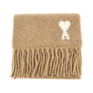 AMI Paris De Coeur' Alpaca-blend Scarf - Beige
