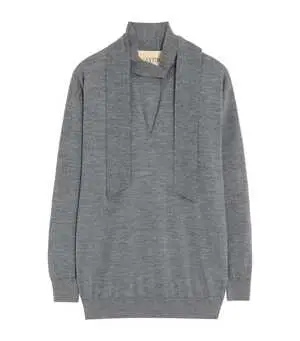 Valentino Garavani Wool Tie-neck Sweater