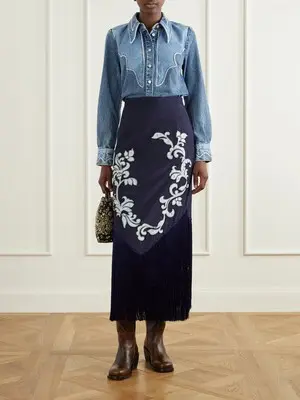 ALEMAIS Jesse Embroidered Denim Shirt