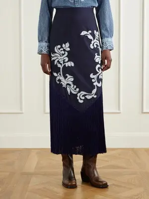 ALEMAIS Dillon Embellished Midi Skirt - Blue