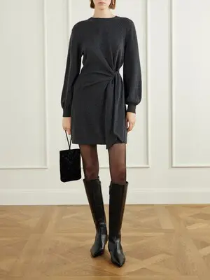LISA YANG Gabrielle Knotted Cashmere Mini Dress - Gray