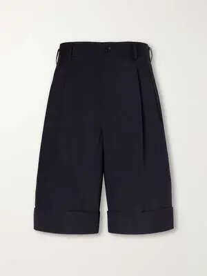 Comme Des Garçons Pleated Wool Shorts - Navy