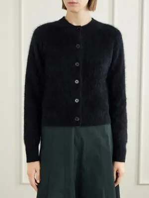 LISA YANG Azalea Brushed-cashmere Cardigan - Black