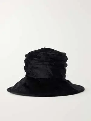 Junya Watanabe Plush And Wool-gabardine Wide Brim Hat