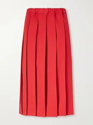 Comme Des Garçons Pleated Gabardine Midi Skirt - Red