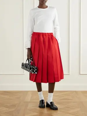 Comme Des Garçons Pleated Gabardine Midi Skirt