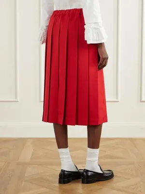Comme Des Garçons Pleated Gabardine Midi Skirt