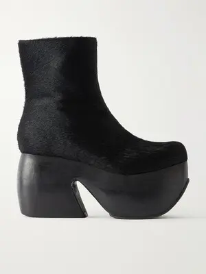 Comme Des Garçons Calf Hair Ankle Boots - Black