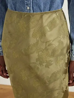 ALEMAIS Winifred Floral Jacquard Midi Skirt