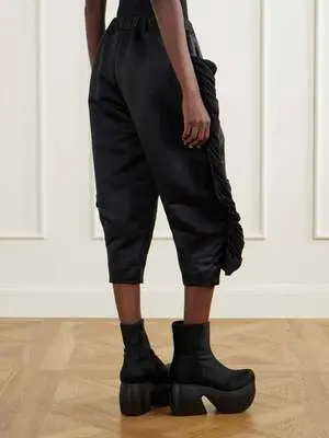 Comme Des Garçons Cropped Ruffled Satin Tapered Capri Pants