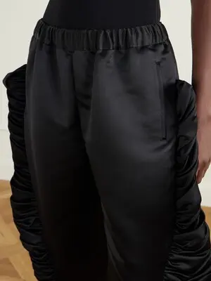 Comme Des Garçons Cropped Ruffled Satin Capri Pants