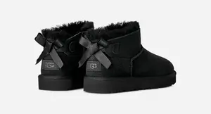 UGG Ultra Mini Bailey Bow Sheepskin Classic Boots Black