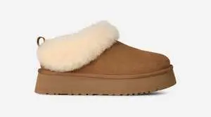 UGG Tazzelle Sheepskin Platform Slippers - Chestnut