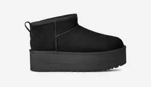 UGG Classic Ultra Mini Platform Suede Classic Boots Black