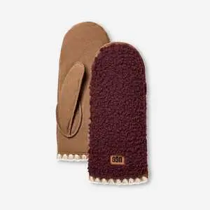 UGG Fluff Scalloped Mitten Leather/fleece Wild Grape