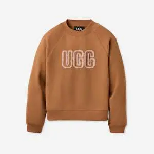 UGG Logo Crewneck Cotton Blend Tops Chestnut