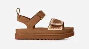 UGG Goldenstar Artistitch Suede Sandals - Chestnut