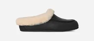 UGG Ansley Mule Lthr Sheepskin Slippers - Black