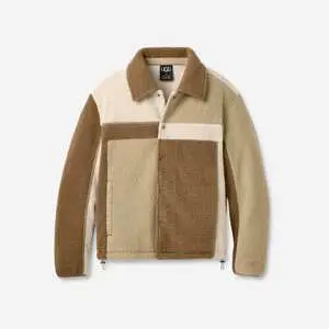 UGG Lachlan Fluff Jacket Polyester Tops, Size - Sand Multi