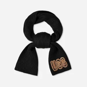 UGG Chunky Crafted Rib Scarf Acrylic Blend - Black