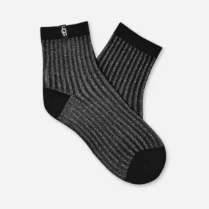 UGG Plora Shimmer Ribbed Quarter Socks - Black