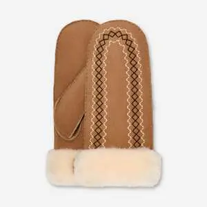 UGG Atherson Embroidered Mitten Sheepskin - Chestnut