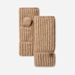 UGG Chunky Rib Fingerless Gloves - Camel