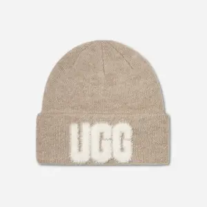 UGG Fuzzy Logo Beanie - Cream