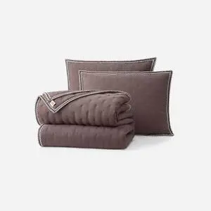 UGG Devon Braid Quilt Set F/q Polyester Bedding - Burnt Cedar