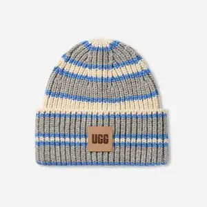 UGG Chunky Rib Beanie - Turaco Blue Multi Stripe