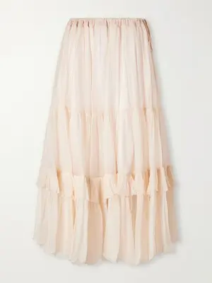 Chloé Silk Mousseline Maxi Skirt - Pink