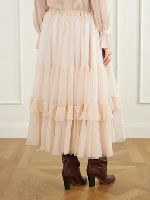 Chloé Silk Mousseline Maxi Skirt - Pink