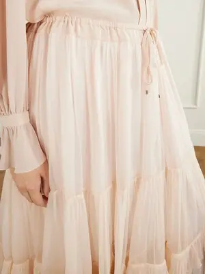 Chloé Silk Mousseline Maxi Skirt - Pink
