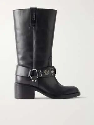 Chloé Dakota Stud-embellished Leather Knee Boots - Black