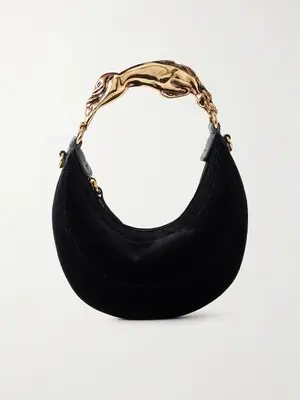 Chloé Chain Horse Velvet Shoulder Bag - Black