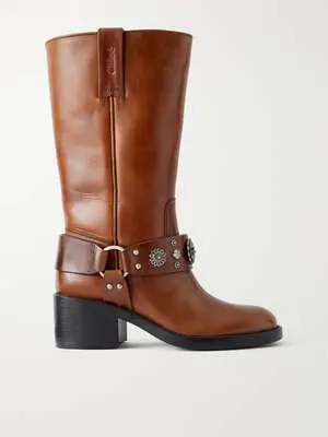 Chloé Dakota Stud-embellished Leather Knee Boots