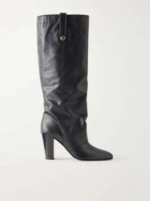 Chloé Anouk 85 Embellished Leather Knee Boots - Black