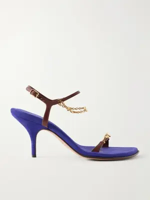 Chloé Zia Chain-embellished Suede Sandals - Purple