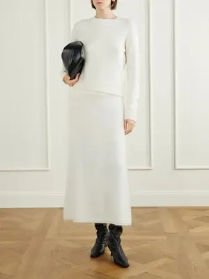 LISA YANG Asta Brushed-cashmere Midi Skirt - Neutrals