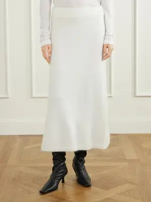 LISA YANG Asta Brushed-cashmere Midi Skirt - Neutrals