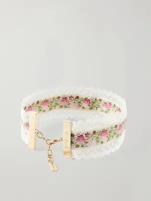Chloé Ribbon Lace-trimmed Floral-jacquard Choker - White