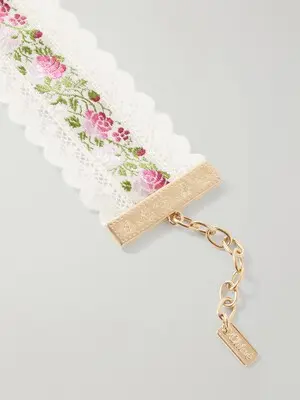 Chloé Ribbon Lace-trimmed Floral-jacquard Choker - White