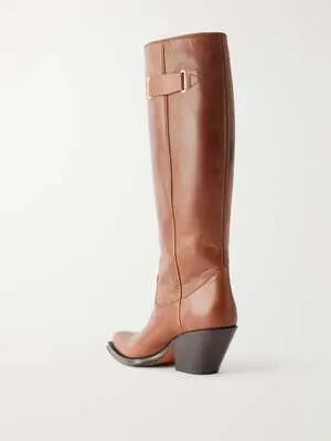 Chloé Azelan Embroidered Leather Knee Boots