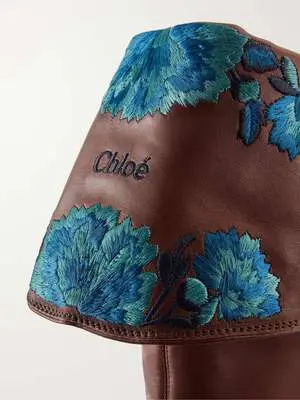 Chloé Azelan Flower-embroidered Leather Over-the-knee Boots